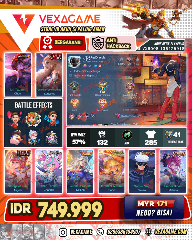 Beli Akun Mobile Legends Chou Kof | Lancelot Khisin | Change Aspirant ...