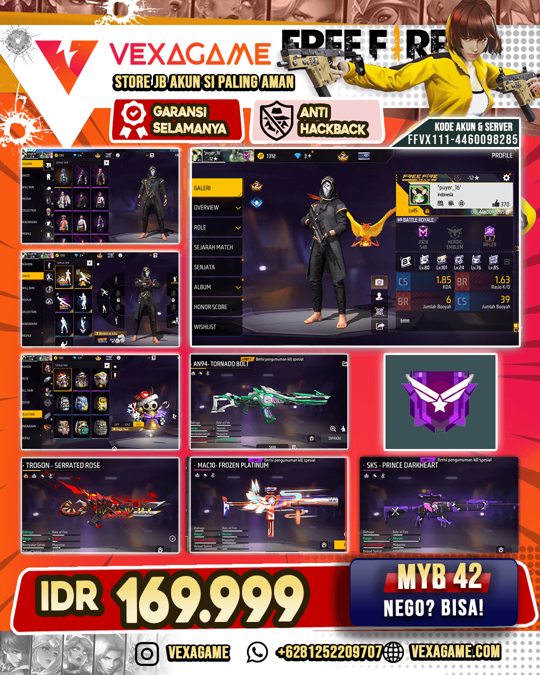 Beli Akun Free Fire Emote Naruto | Jingle Skull Backpack | Trogon ...